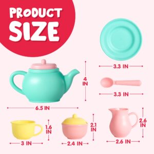 JOYIN 18PCS Pretend Play Tea Party Set Play Food Accessories BPA Free, Phthalates Free, Plastic Tea Set, Mini Kitchen for Kids, Gifts for Toddler Boys Girls Ages 3,4,5,6 Years Old