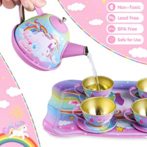 Jugana Toy Tea Set for Little Girls, Princess Tea Toy Kid Afternoon Tea Set Including Teapot,Cups, Plates, Dessert, Drinks & Carrying Case, Kitchen Pretend Play Toys Birthday Gift for Kids