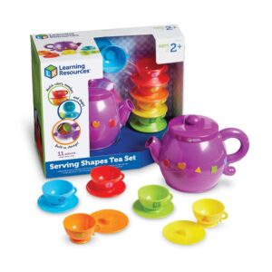 learning resources serving shapes tea set - 11 pieces, ages 2+ pretend play toys for toddlers, preschool learning toys, kitchen play toys for kids