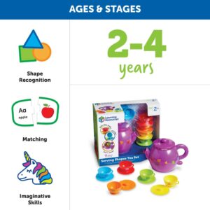 Learning Resources Serving Shapes Tea Set - 11 Pieces, Ages 2+ Pretend Play Toys for Toddlers, Preschool Learning Toys, Kitchen Play Toys for Kids