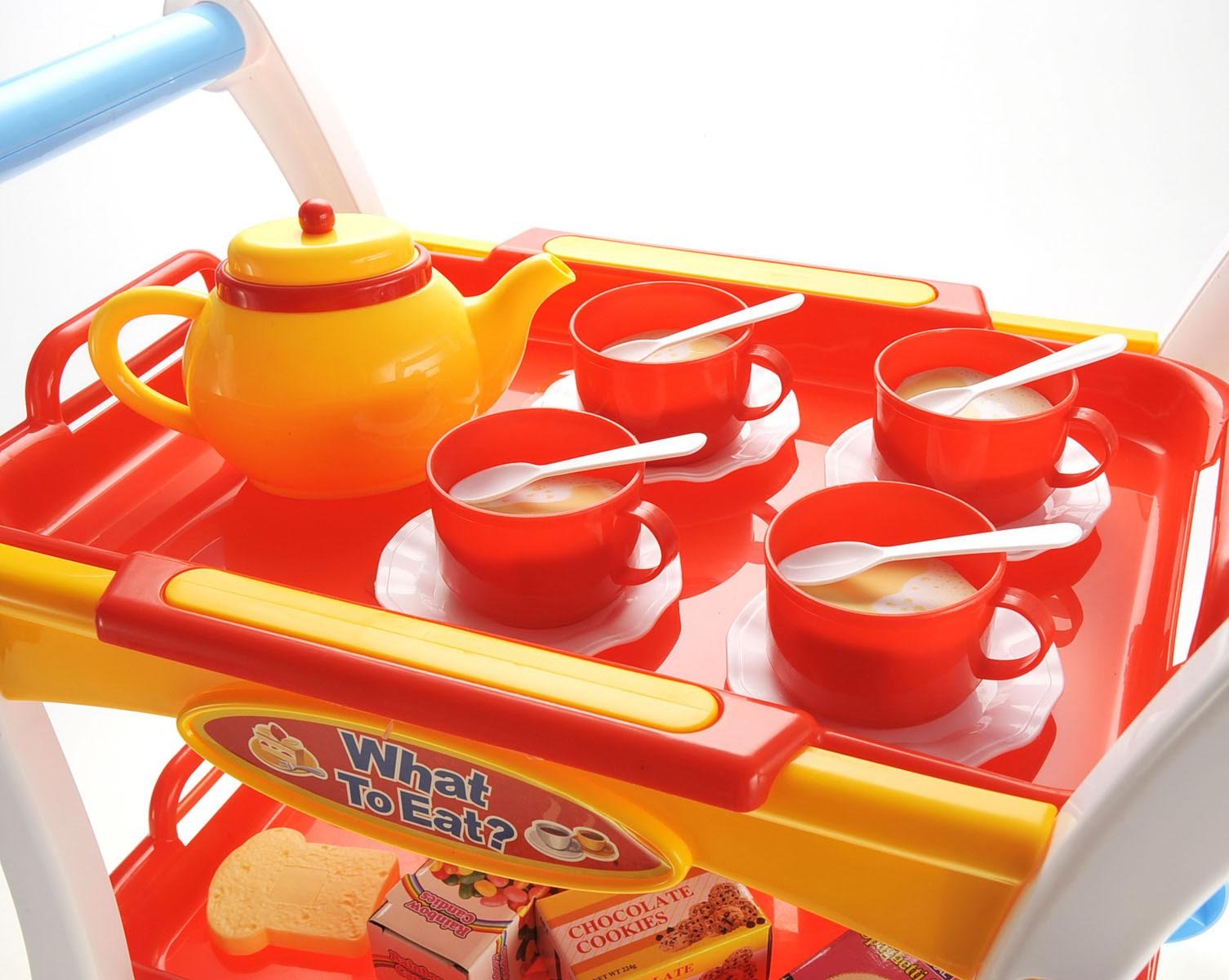 PowerTRC Afternoon Tea Time Trolley Cart Pretend Play Set for Tea Party