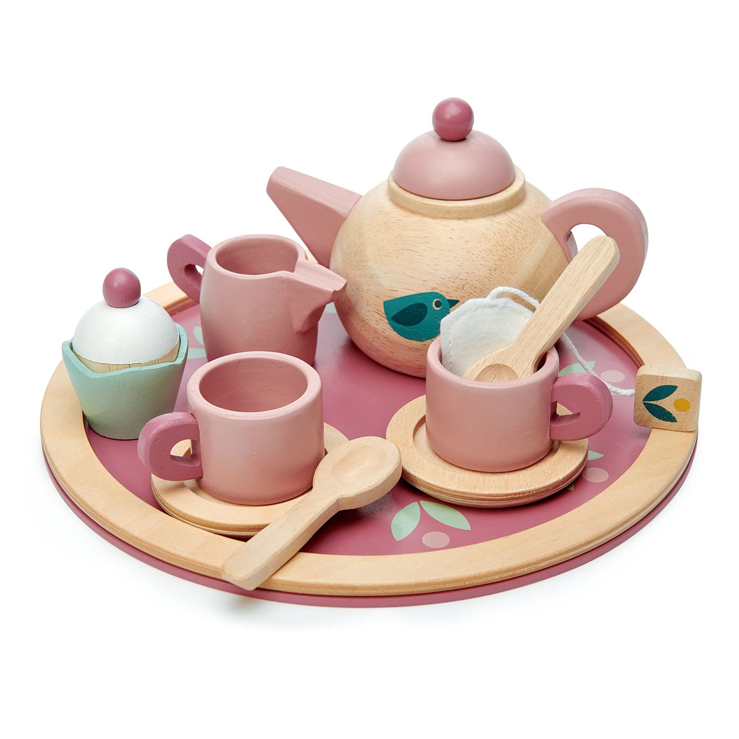 Tender Leaf Toys - Birdie Tea Set - Realistic Teapot, Cups and Treats for Pretend Afternoon Tea Party - Social, Creative, and Imaginative Development - Learning Role Play - Age 3+