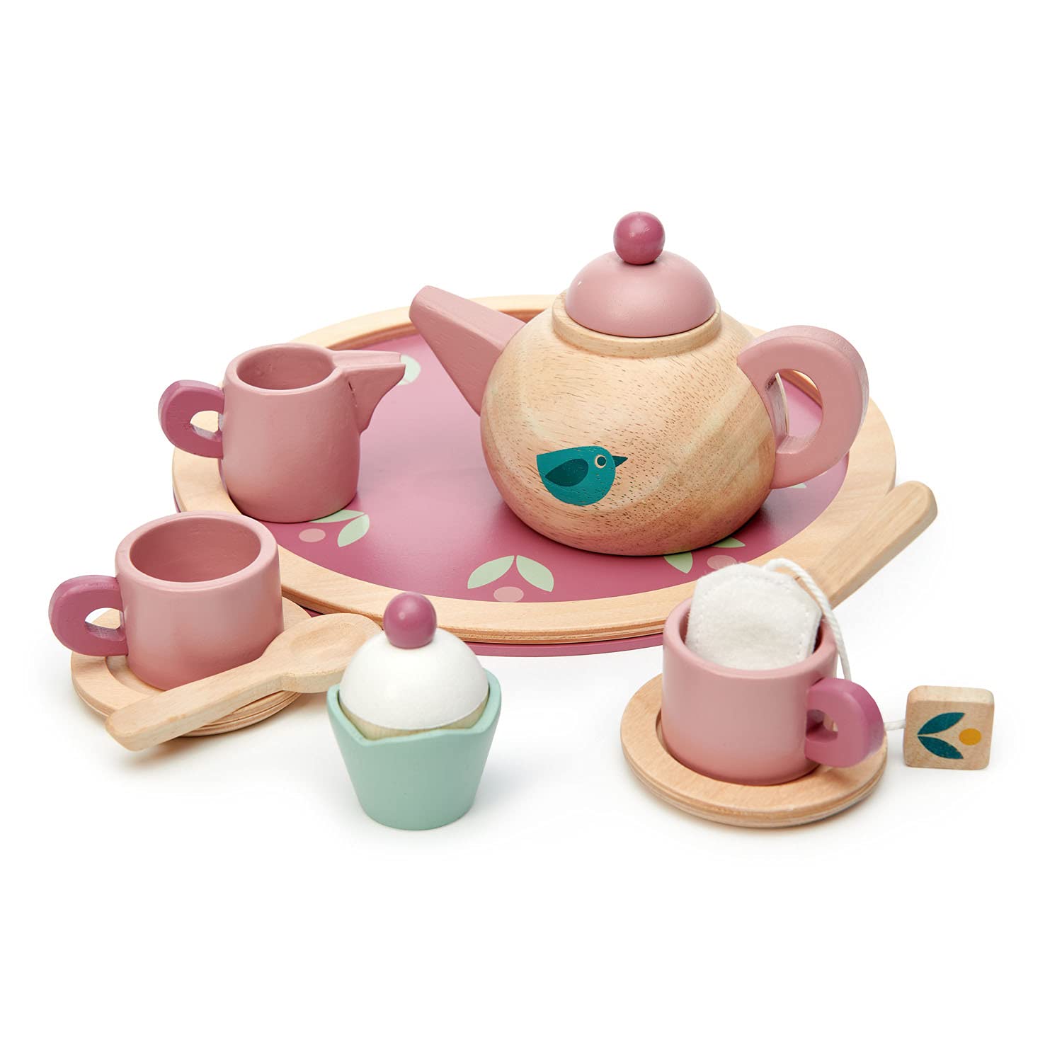 Tender Leaf Toys - Birdie Tea Set - Realistic Teapot, Cups and Treats for Pretend Afternoon Tea Party - Social, Creative, and Imaginative Development - Learning Role Play - Age 3+