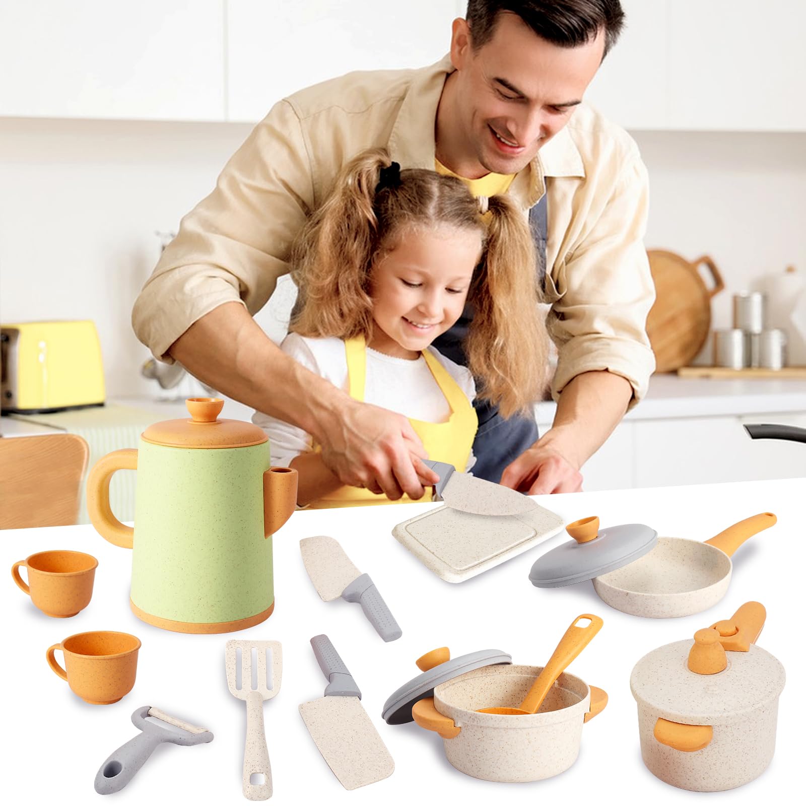 HYAKIDS Play Kitchen Pots and Pans Set for Kids, Pretend Role Play Cooking Toys Gifts for Toddlers Girls Boys Ages 3 4 5 6