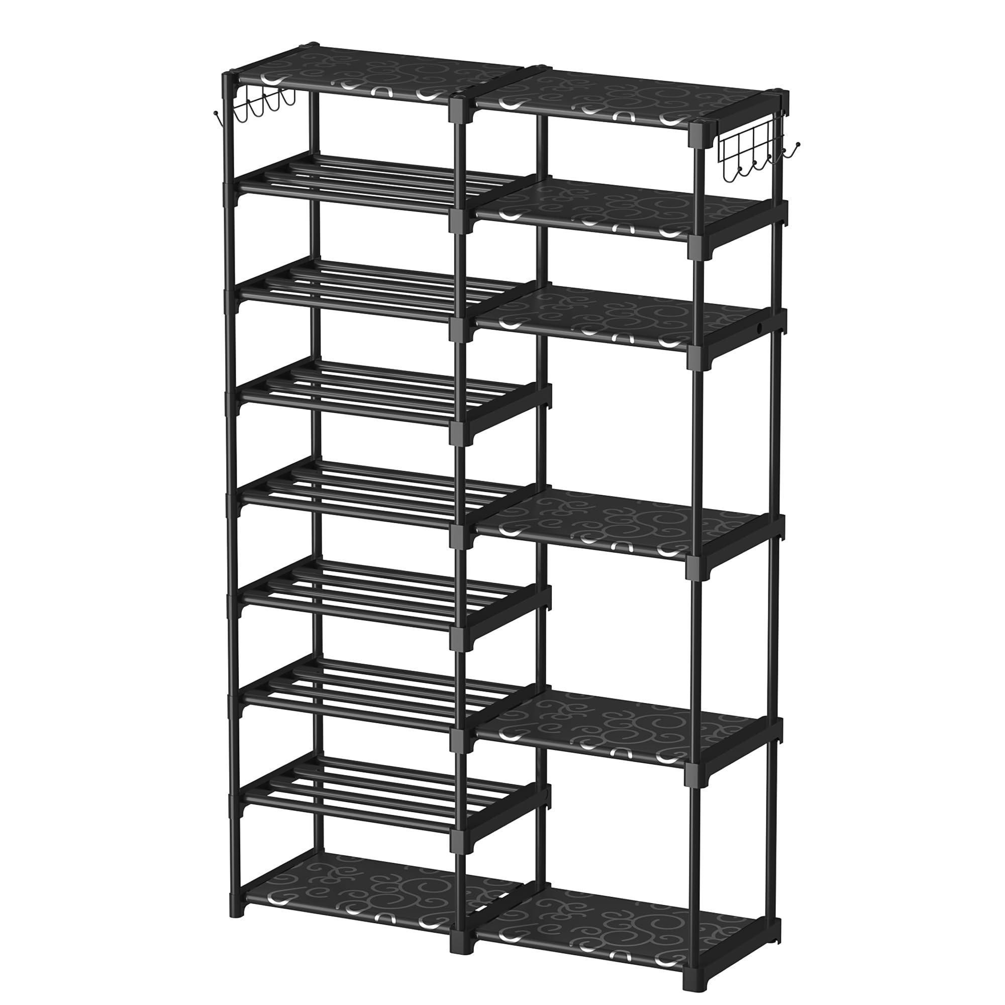 TIMEBAL 9 Tier Shoe Rack Storage Organizer for Entryway and Closet, 32-40 Pairs Shoes Shelf Organizer, Large Shoe Shelf for Boot & Shoe Storage, Stackable Shoe Rack for Garage (9 Tiers 2 Rows, Black)