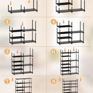 TIMEBAL 9 Tier Shoe Rack Storage Organizer for Entryway and Closet, 32-40 Pairs Shoes Shelf Organizer, Large Shoe Shelf for Boot & Shoe Storage, Stackable Shoe Rack for Garage (9 Tiers 2 Rows, Black)