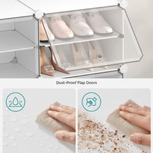 SONGMICS Shoe Rack, 10 Cubes Shoe Organizer with Doors, 40 Pair Plastic Shoe Storage Cabinet, for Bedroom, Entryway, Steel Frame, Plastic Panel, White ULPC035W01