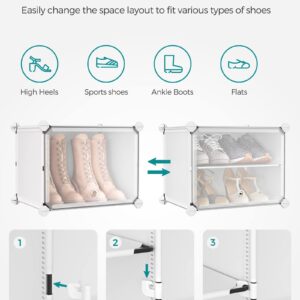 SONGMICS Shoe Rack, 10 Cubes Shoe Organizer with Doors, 40 Pair Plastic Shoe Storage Cabinet, for Bedroom, Entryway, Steel Frame, Plastic Panel, White ULPC035W01