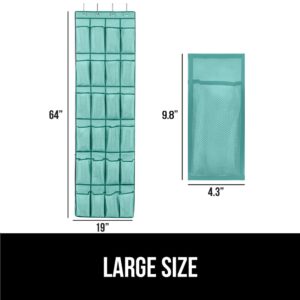 Gorilla Grip Slip Resistant Breathable Space Saving Mesh Large 24 Pocket Shoe Organizer, Up to 40 Pounds, Over the Door, Sturdy Closet Storage Rack Hangs on Closets for Shoes, Sneakers, Turquoise