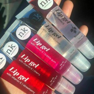 nicka k new york variety set of 5 nk hydrating lip gel - vitamin e (clear, rosehip oil, bubble gum, cherry, strawberry)