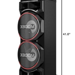 LG XBOOM RN9 Bluetooth Audio System, Bass Blast, LED Party Lighting, Karaoke with Voice Filters, XBOOM App Controlled, Bluetooth, Dual USB, Optical and Mic Inputs - Black