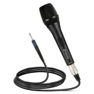 fduce dynamic wired microphone 8.0s, vocal karaoke mic with 16.4ft xlr cable, metal handheld corded microphone for singing, speech, wedding, class use (gray)