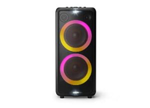 philips x5206 bluetooth party speaker with extra bass, up to 14 hours battery, party lights and karaoke effects, microphone and guitar input, audio-in, usb charging, built-in trolley, tax5206