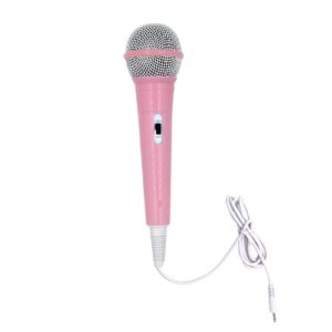 jianwei wired microphone for kids, kids wired dynamic singing mechine lightweight 3.5mm jack handheld dynamic microphone for kids singing(pink)