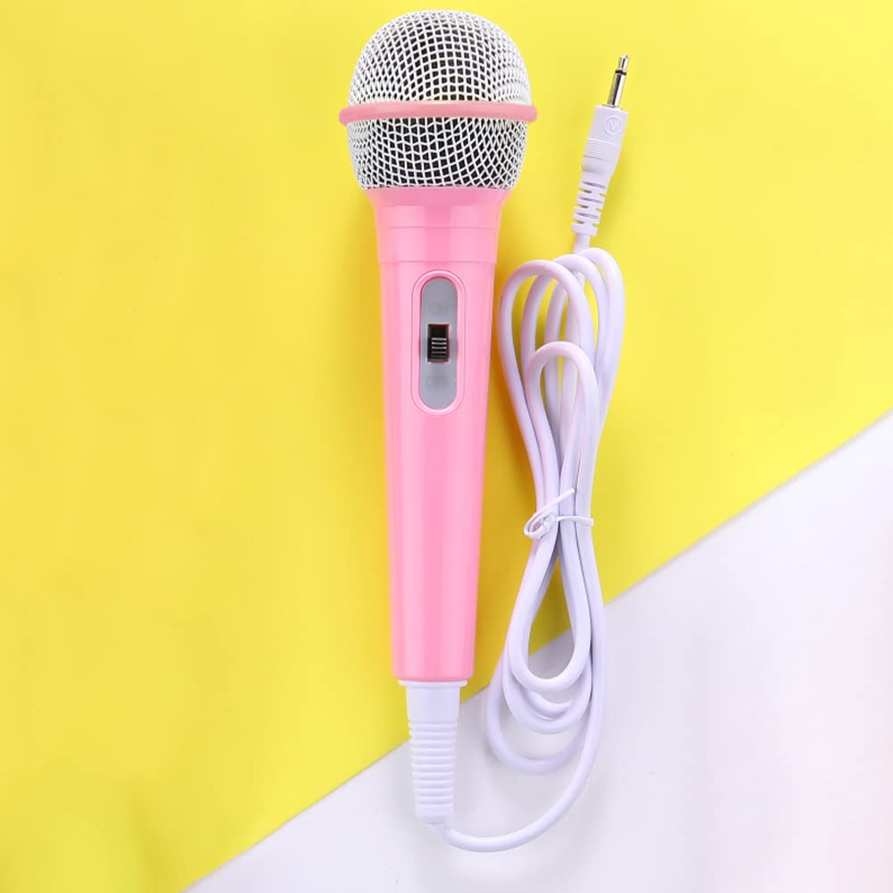 JIANWEI Wired Microphone for Kids, Kids Wired Dynamic Singing Mechine Lightweight 3.5mm Jack Handheld Dynamic Microphone for Kids Singing(Pink)