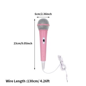 JIANWEI Wired Microphone for Kids, Kids Wired Dynamic Singing Mechine Lightweight 3.5mm Jack Handheld Dynamic Microphone for Kids Singing(Pink)