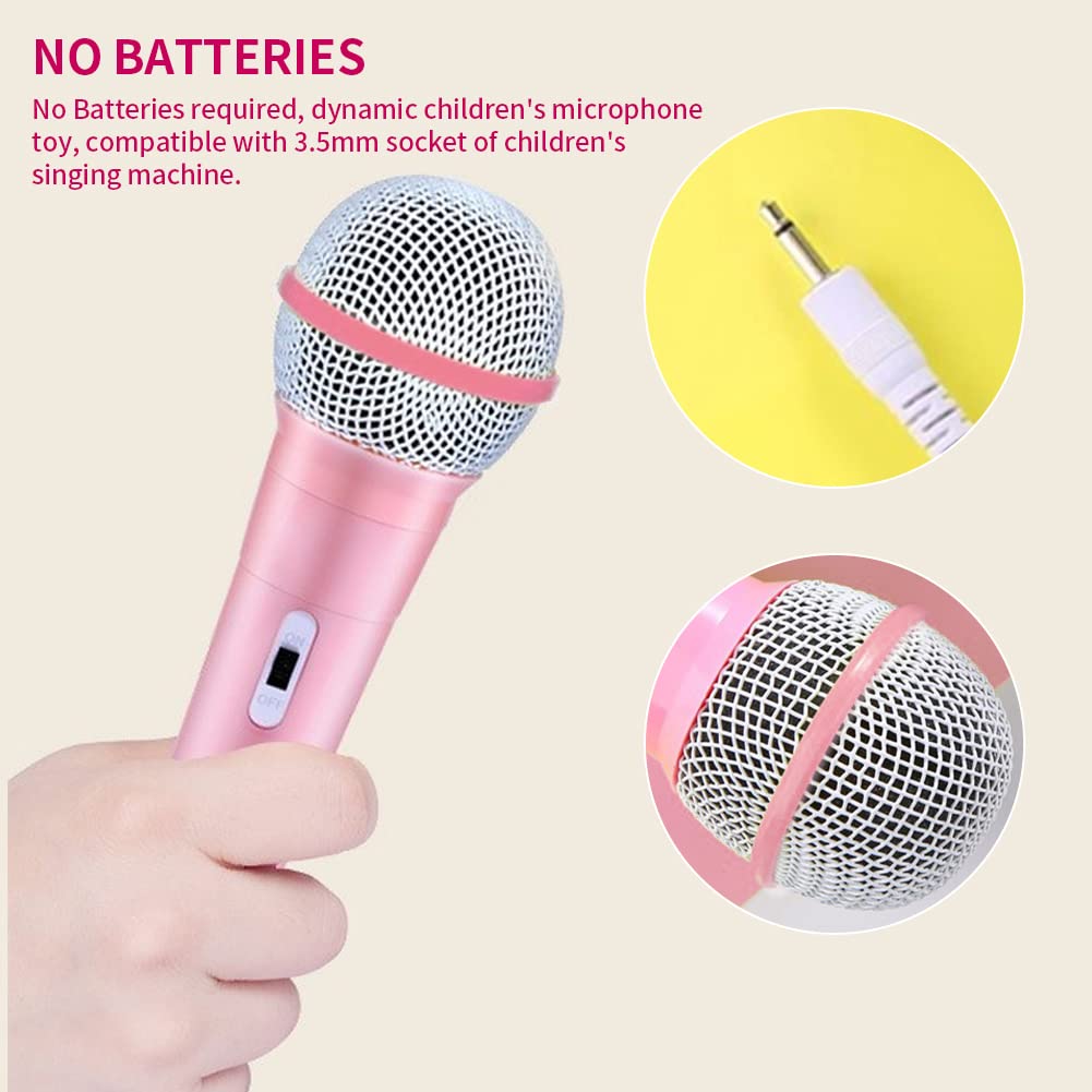 JIANWEI Wired Microphone for Kids, Kids Wired Dynamic Singing Mechine Lightweight 3.5mm Jack Handheld Dynamic Microphone for Kids Singing(Pink)