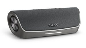 cleer scene portable bluetooth speaker,ipx7 waterproof,powerful sound and deep bass,built-in echo and noise canceling microphone,12 hours battery,for office,home,outdoors and travel-grey