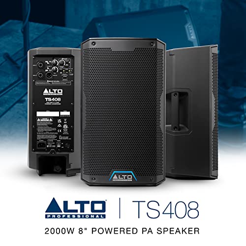 Alto Professional TS408 - 2000W 8" Powered PA Speaker with 3 Channel Mixer, Bluetooth Streaming, Wireless Loudspeaker linking, DSP and Alto App