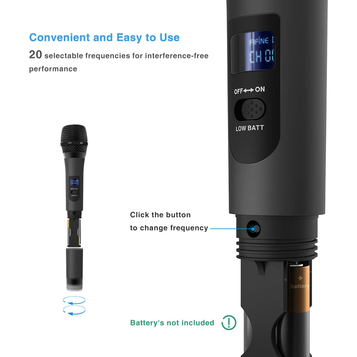 Wireless Microphone, Handheld Dynamic Microphone Wireless mic System for Karaoke Nights and House Parties to Have Fun Over The Mixer,PA System,Speakers-Fifine Technology K025