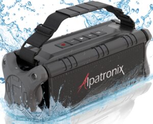 alpatronix bluetooth speaker 60w(80w max), ipx6 waterproof, portable wireless, 8000mah power bank, handsfree, shockproof, tws, dsp, stereo, subwoofer, tf card, nfc, ax500, indoor&outdoor –black gray