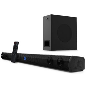 pyleusa 2.1 channel tv soundbar speaker - wireless bluetooth 500w 35'' sound bar home theater stereo system w/subwoofer, hdmi-arc, optical, usb, aux, remote control - psbv28hb