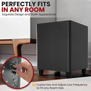 PyleUsa Active Down Firing Subwoofer - 10 Inches, Ported Design with High-to-Low Input Level Controller, Invisible Down-Firing Speaker, Color Black, Built-in Convenience - PSUB10A