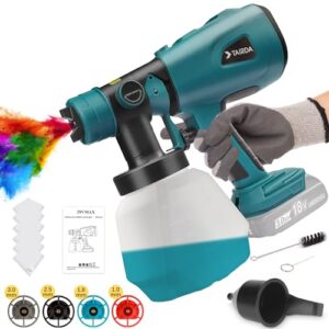 tairda cordless paint sprayer for makita 18v battery, handheld hvlp paint sprayer with 1000ml container, electric paint sprayer for painting ceiling, fence, cabinets, walls(battery not included)