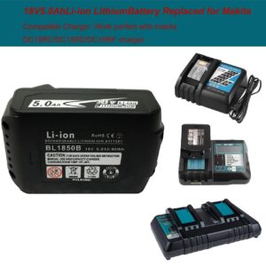 DV8DKV7 2 Pack Upgraded 5.0Ah BL1850B Battery Replace for Makita 18V Battery Compatible with Makita 18V Power Tools and Makita Charger