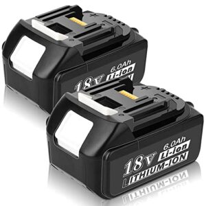 jialitt bl1860 6.0ah replacement lithium-ion battery for makita 18v battery bl1850b bl1850 bl1830 bl1840 bl1860 lxt cordless power tools w/led indicator (2 pack)