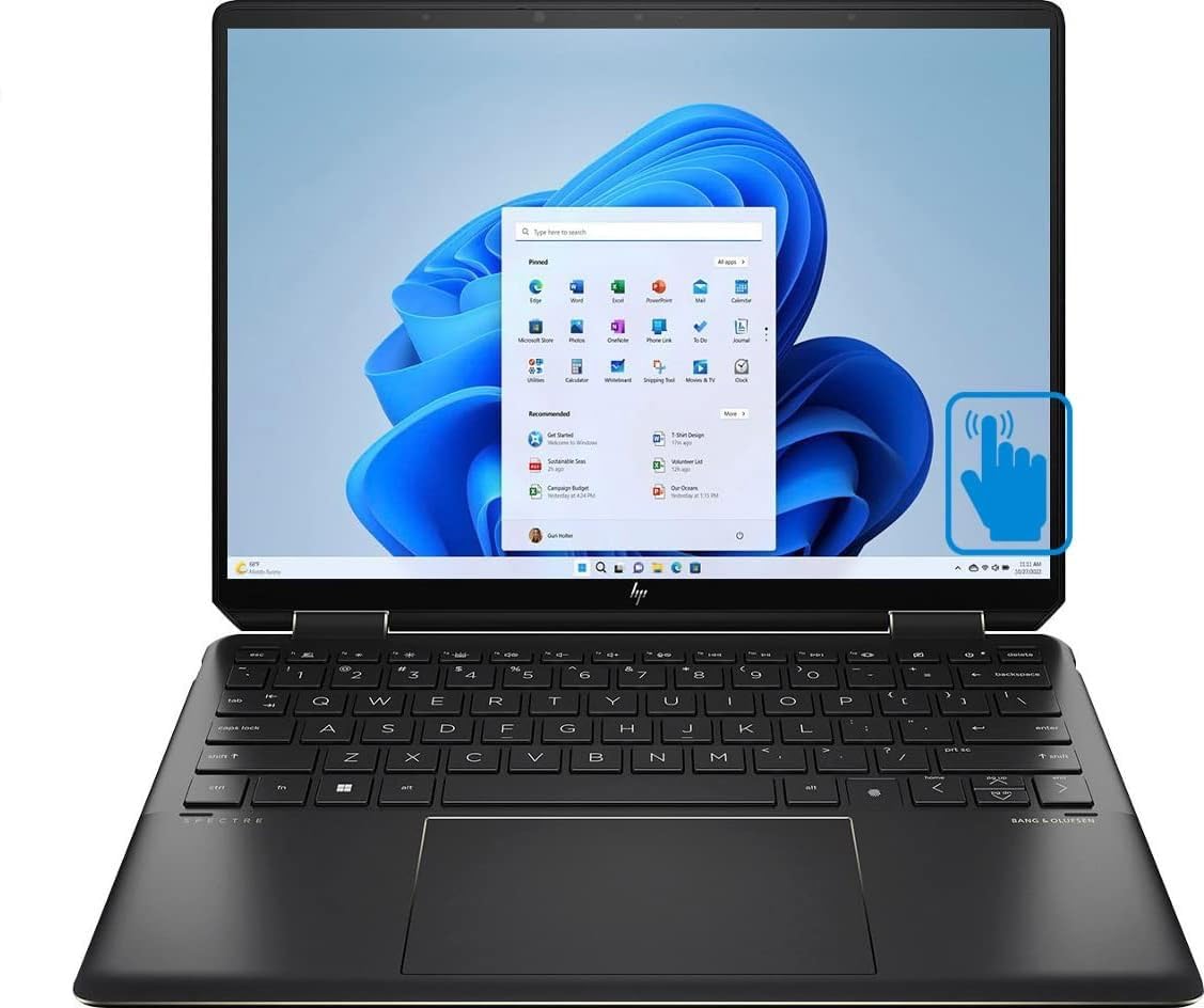 HP Spectre x360 2-in-1 Laptop 2023 13.5” 1920 x 1280 Display, Intel Core i7-1355U, 10-core, Intel Iris Xe Graphics, 16GB LPDDR4, 512GB SSD, Backlit Keyboard, Thunderbolt 4, FP, Windows 11 Home