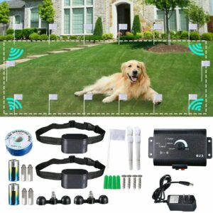 suxian electronic dog fence, remote dog training shock collar & underground/in-ground electric electronic dog boundary containment fence system,300m wire, harmless for all dogs,for2dogs