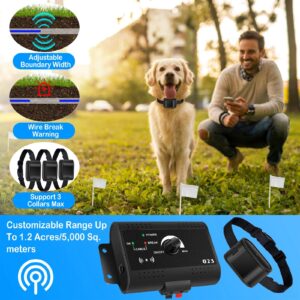 KOCASO Electric Dog Fence System, Covers up to 1.2 Acre, for Dogs Over 4 lb, 2 Ajustable Waterproof Collar with 984 Feet Wire,Suitable for Small, Medium, Large Dogs (Black 2) (with 2 Collars)