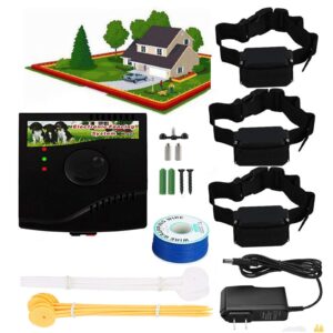 suxian in-ground electric dog fence, pet containment system waterproof training collar receivers with 300m underground boundary wire, shock tone correction for small medium large dogs,for3dogs