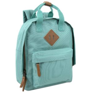 madison & dakota canvas mini backpack for everyday & day pack rucksack in solid color blocks, green, unisex