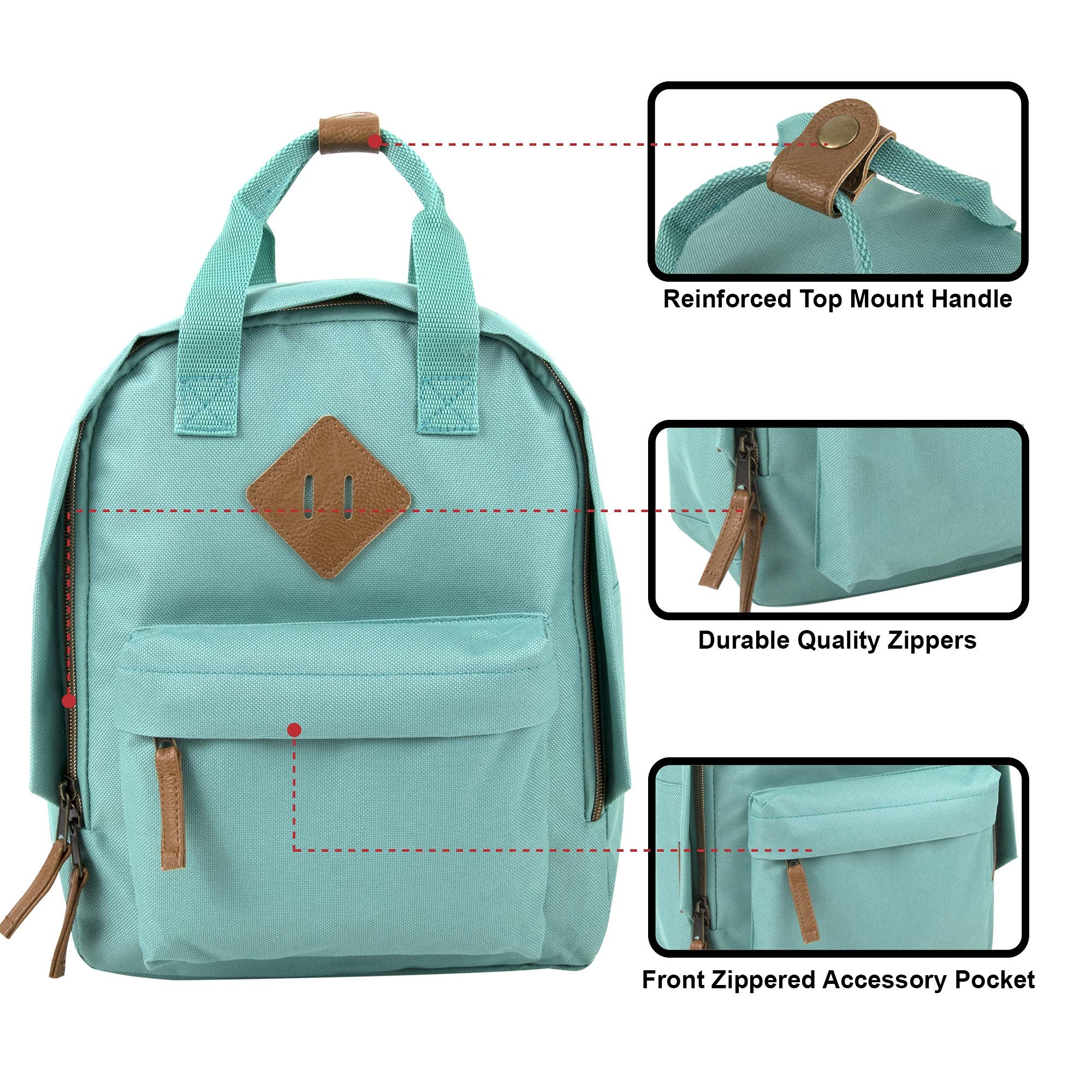 Madison & Dakota Canvas Mini Backpack for Everyday & Day Pack Rucksack in Solid Color Blocks, Green, Unisex