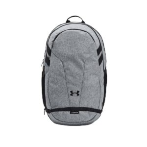 under armour unisex hustle 5.0 team backpack, (012) pitch gray medium heather/black/black, one size fits all