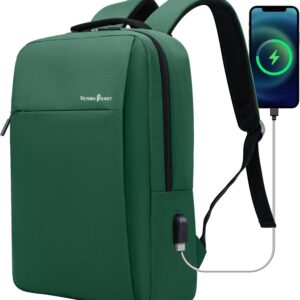 Victoriatourist Laptop Backpack for Men Business Slim Durable Work Laptops Backpacks with USB Charging Port, College Backpacks Computer Bag Gifts for Women Fits 15.6 Inch Notebook (Green)