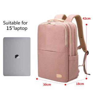 NOBLEMAN Backpack for women and man,Waterproof travel work Backpack, 15.6 Inch Laptop Backpack, Daypack, with USB (Pink Plus)