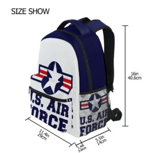 Fisyme USA Air Force Backpack Laptop Bag Daypack Travel Hiking School Backpacks for Men Women Kids Girls Boys