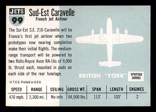 NonSport 1956 Jets #99 Sud-Est Caravelle French jet airliner VG Very Good