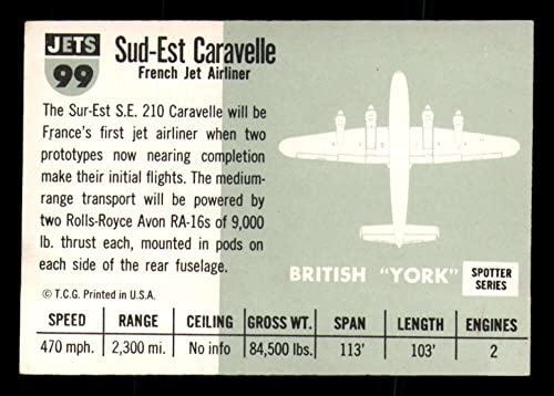 NonSport 1956 Jets #99 Sud-Est Caravelle French jet airliner NM Near Mint