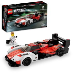 lego speed champions porsche 963 76916, model car building kit, racing vehicle toy for kids, 2023 collectible set with driver minifigure