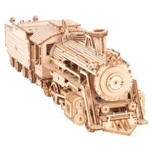 rowood model cars to build for adults, 3d wooden puzzle for teens, scale mechanical model train building kits - prime steam express