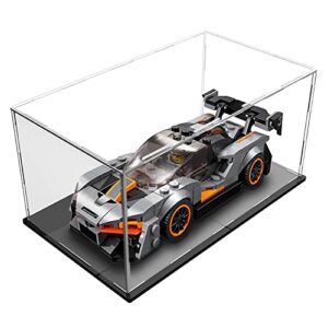 clear acrylic display case with black acrylic base for 1:24 or 1:32 scale vehicle model, simple self-assembly dustproof showcase, display box for diecast cars,collectibles(10x6x4 inch;25x15x10 cm)