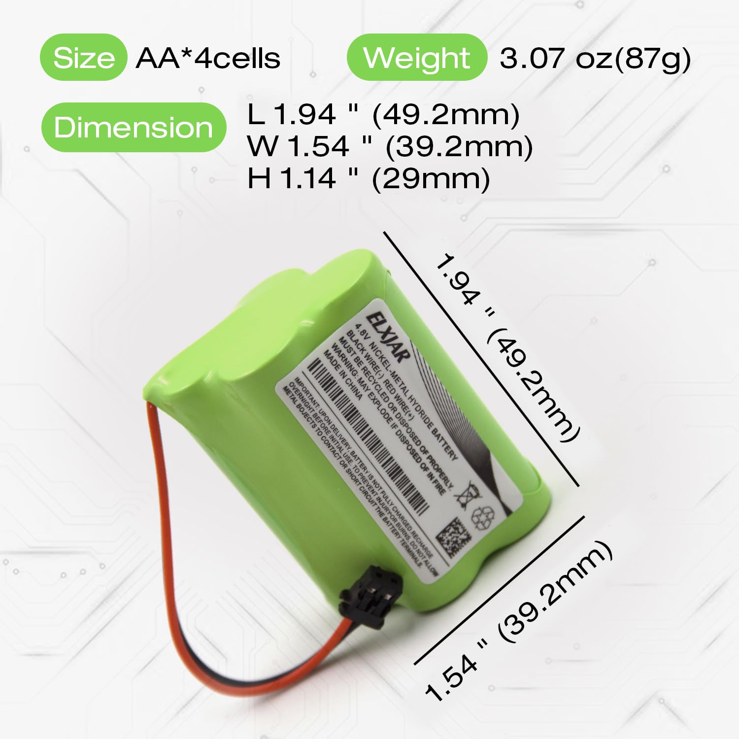 elxjar (2-Pack) 4.8V Battery Pack Replacement for Uniden Bearcat SPORTCAT BP-120 BP-150 BP-180 BP-250 BC245XLT, BBTY0356001 NASCAR SPORTCAT SC140 / SC140B / SC150 / SC150B / SC150Y / SC180 / SC180B