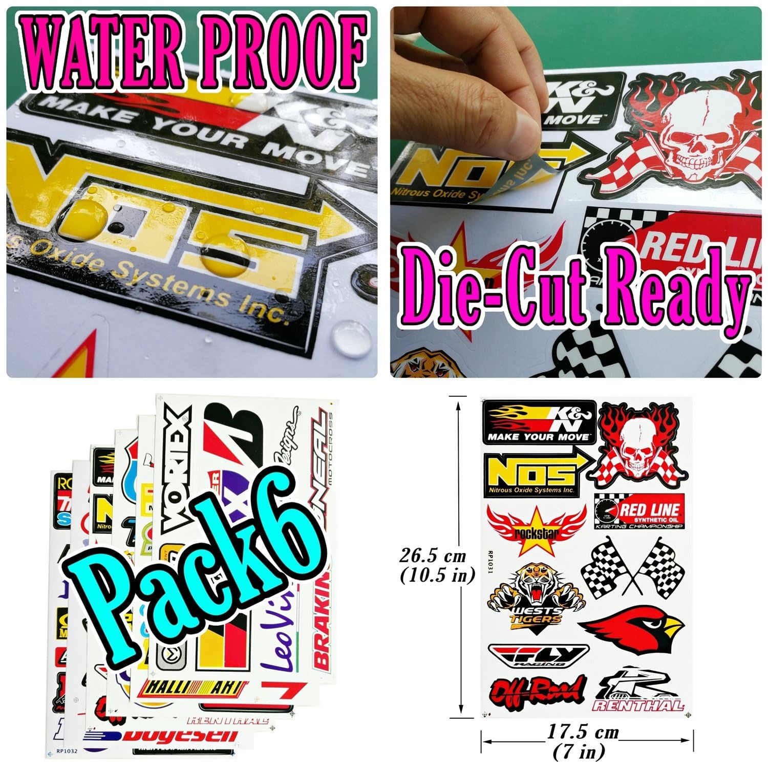 Cars Motorsport Nos Gulf Hot Rod Nascar Drag Racing Lot 6 Vinyl Graphic Decals Stickers D6094