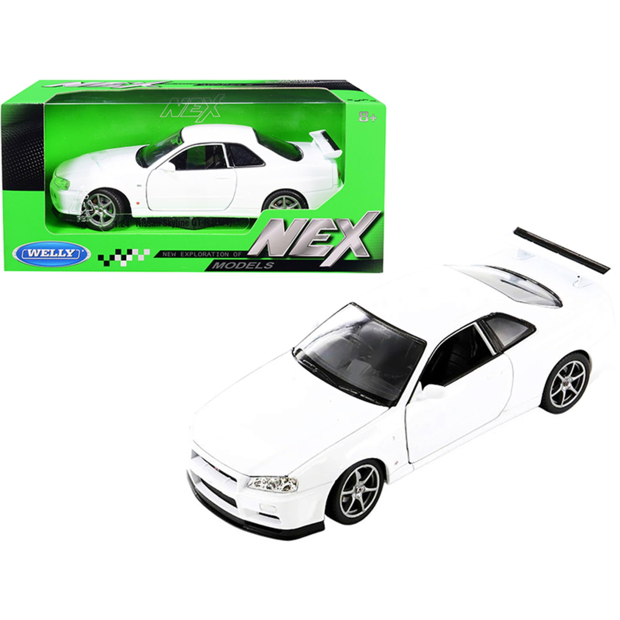 Welly Nissan Skyline GT-R (R34) RHD (Right Hand Drive) White NEX Models 1/24 Diecast Model Car