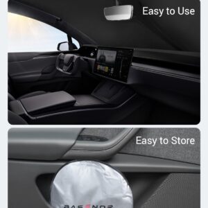 BASENOR Tesla Model X Windshield Sunshade Folding Sun Visor Protector Sun Shade Cover with a Storage Bag Fit Model X 2021-2024