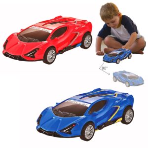 johehe inertia drift car toy for kids 3-6 year boys and girls model car,2 pack push go friction powered vehicles stunt cars, toddler car for kids aged 3+ gifts